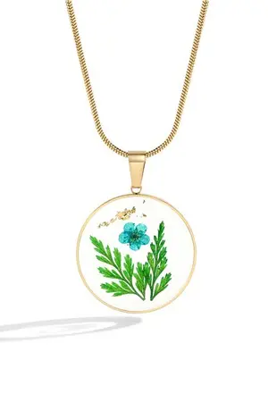 MINT & LILY Pressed Birth Flower Pendant Necklace - Goldone/december Narcissus