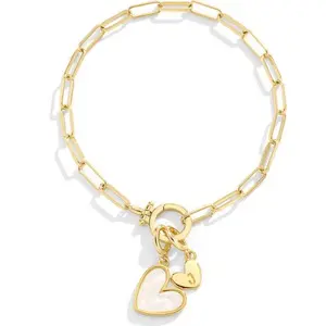 MINT & LILY Mother Of Pearl Initial Heart Charm Bracelet Letter J