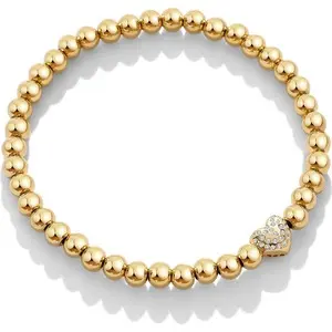 MINT & LILY Pave Heart Beaded Bracelet - Goldone