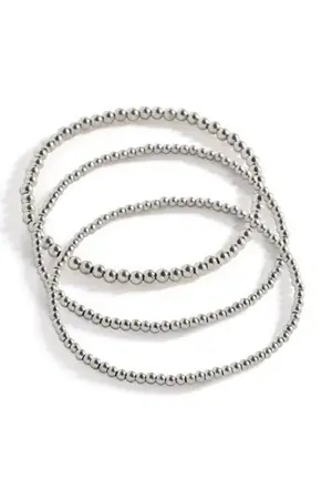 MINT & LILY 433 Beaded Bracelet Stacking Set - Silver