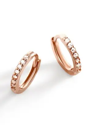 MINT & LILY Pavé Huggie Hoop Earrings - Rose Gold Over Sterling Silver