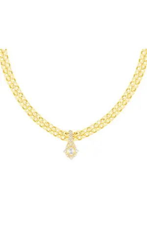 Ef Collection Daphne Diamond Double Chain Pendant Necklace