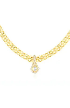 Ef Collection Daphne Diamond Double Chain Pendant Necklace