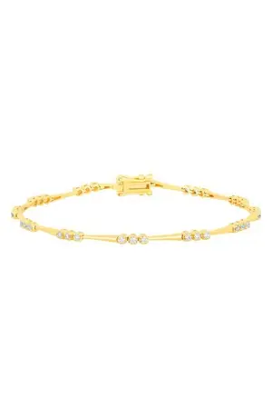 Ef Collection 14k Diamond Crown Set Eternity Bracelet - Gold