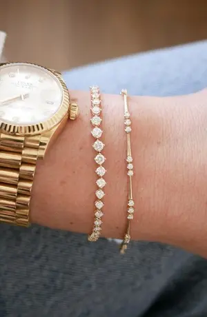 Ef Collection 14k Diamond Crown Set Eternity Bracelet