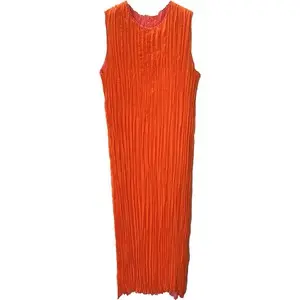 Baacal Jaya Pleated Midi Dress - Orange/coral