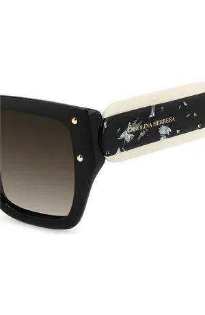 Carolina Herrera 53mm Square Sunglasses - Black White/brown
