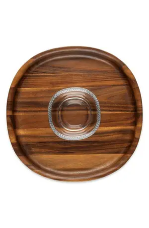 NAMBE Wood & Glass Chip & Dip Set - Brown