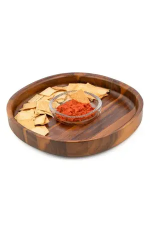 NAMBE Wood & Glass Chip & Dip Set - Brown