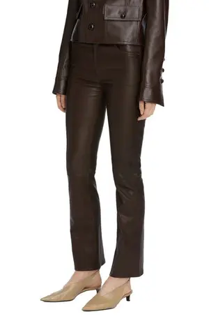 FRAME The Leather Reboot Crop Pants - Truffle