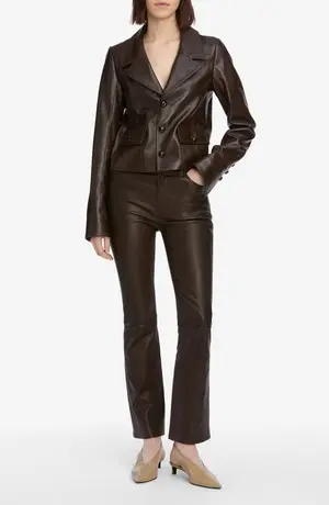 FRAME The Leather Reboot Crop Pants - Truffle