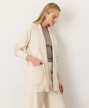 PACT Organic Cotton Airplane Wrap Cardigan - Cream Heather
