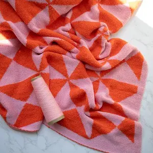 PINK LEMONADE Trikona Organic Cotton Throw Blanket - Neon Orange