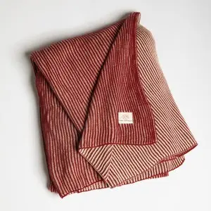 PINK LEMONADE Ribbed Organic Cotton Throw Blanket - Marsala