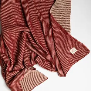 PINK LEMONADE Ribbed Organic Cotton Throw Blanket - Marsala