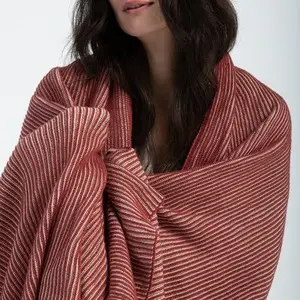 PINK LEMONADE Ribbed Organic Cotton Throw Blanket - Marsala