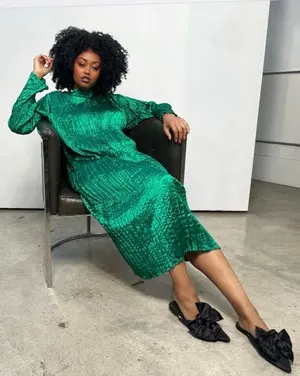 Baacal Lynda Reversible Pleated Satin Sheath Dress - Emerald