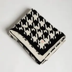 PINK LEMONADE Houndstooth Organic Cotton Throw Blanket
