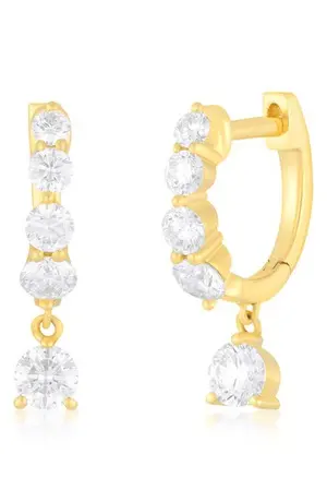 Ef Collection Graduated Diamond Huggie Hoop Earrings - Gold