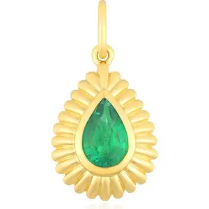 Ef Collection Emerald Fluted Teardrop Charm