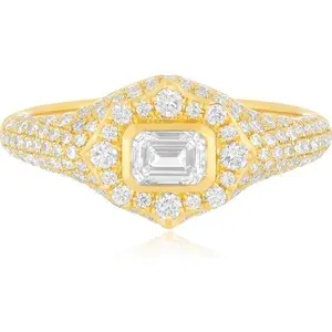 Ef Collection Daphne Emerald Cut Pavé Diamond Ring - Gold