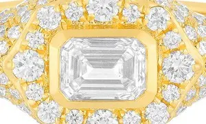 Ef Collection Daphne Emerald Cut Pavé Diamond Ring