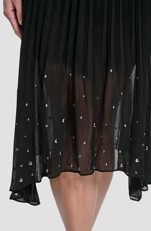 Dkny Studded Pleated Chiffon Midi Skirt