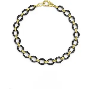 Lagos Anthem Ceramic And 18k Gold Link Bracelet - Black