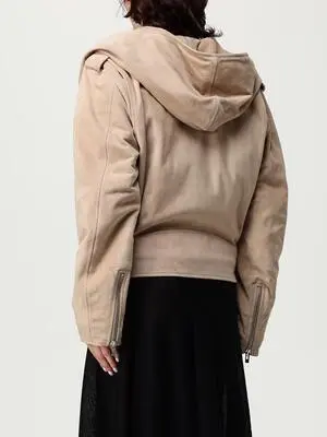 Alaïa Belted Suede Jacket With Hood - Beige