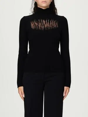 GENNY Ribbed Knit Turtleneck With Sheer Panel