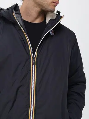 K-WAY Fleece-lined Hooded Nylon Windbreaker - Black