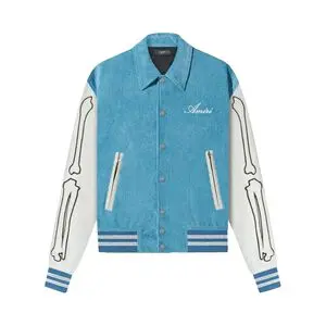 Amiri Corduroy Bones Varsity Jacket - Blue