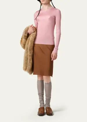 Miu Miu Diagonal Rib Silk Skirt