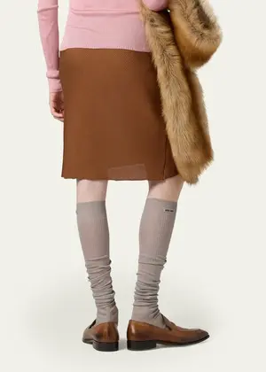 Miu Miu Diagonal Rib Silk Skirt