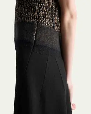 Prada Shetland Mouliné Sleeveless Two-tone Midi Dress