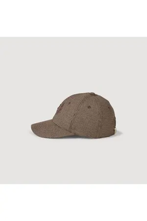 Sandro Houndstooth Cap - Brown