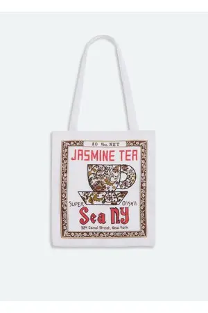 Sea Jasmine Tea Embroidered Tote