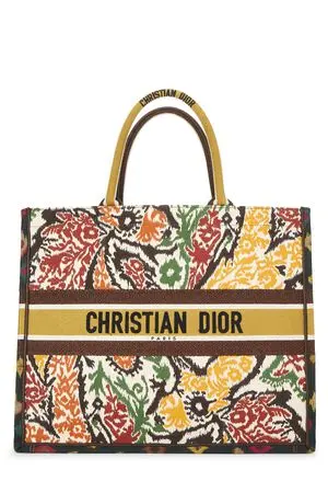 DIOR Floral Embroidered Canvas Book Tote Large