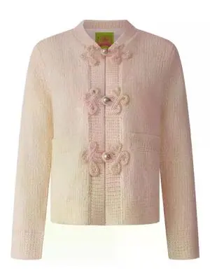 Shanghai Tang Flower-embellished Wool Cardigan - Neutrals