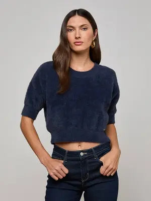 L'Agence Guinevere Cropped Sweater - Midnight