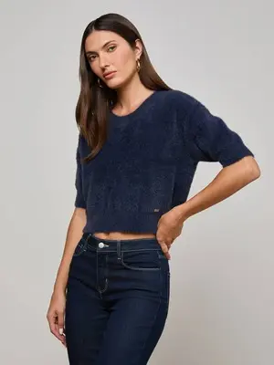 L'Agence Guinevere Cropped Sweater - Midnight