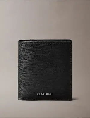 Calvin Klein Saffiano Leather Trifold Wallet - Black