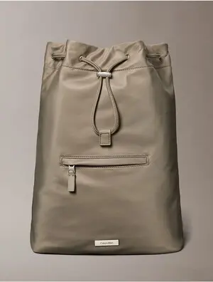 Calvin Klein Matte Nylon Drawstring Backpack - Desert Taupe