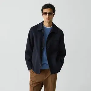 Theory Overshirt In Double-face Wool-cashmere - Baltic