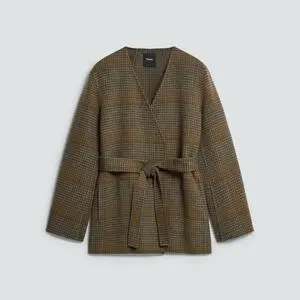Theory Cardigan Jacket In Plaid Wool-cashmere