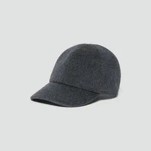 Theory Baseball Cap In Double-face Wool-cashmere - Charcoal Melange