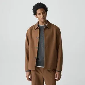 Theory Chore Coat In Knit Twill - Cafe