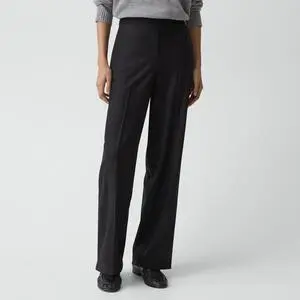 Theory Wide-leg Pull-on Flannel Pant - Black