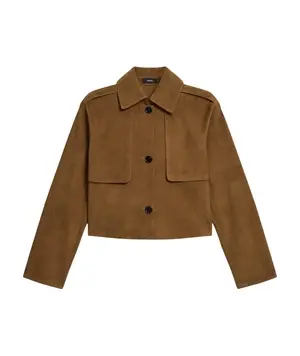Theory Cropped Suede Trench Coat
