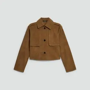 Theory Cropped Suede Trench Coat